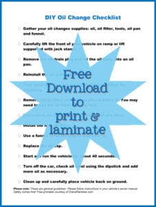 How to Change Your Oil Checklist Free Printable Download